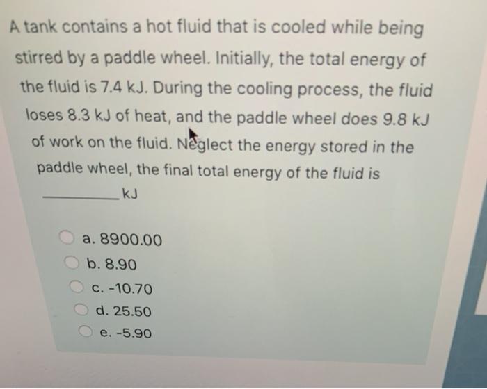 Solved A tank contains a hot fluid that is cooled while | Chegg.com
