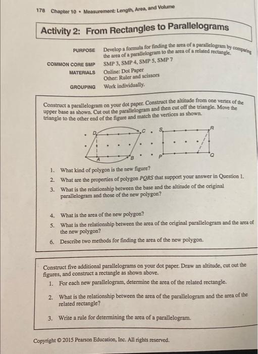 Solved Activitu 5. From Rectangles to Parallelograms | Chegg.com