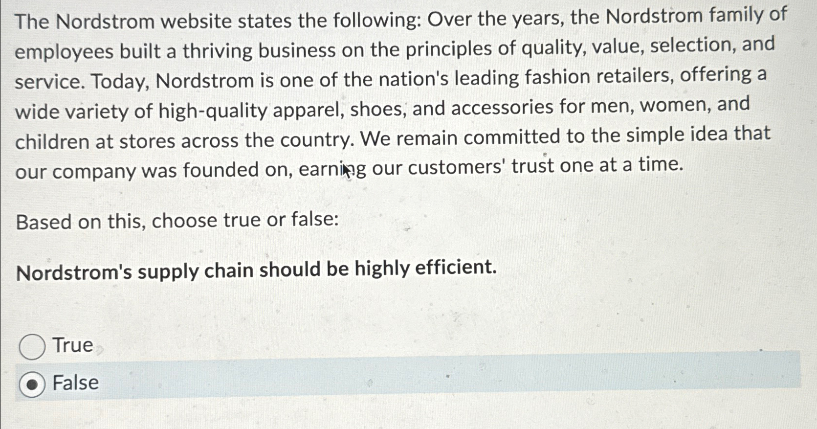 Solved The Nordstrom website states the following: Over the | Chegg.com
