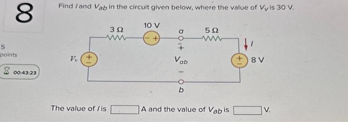Solved Find / and Vab in the circuit given below, where the | Chegg.com