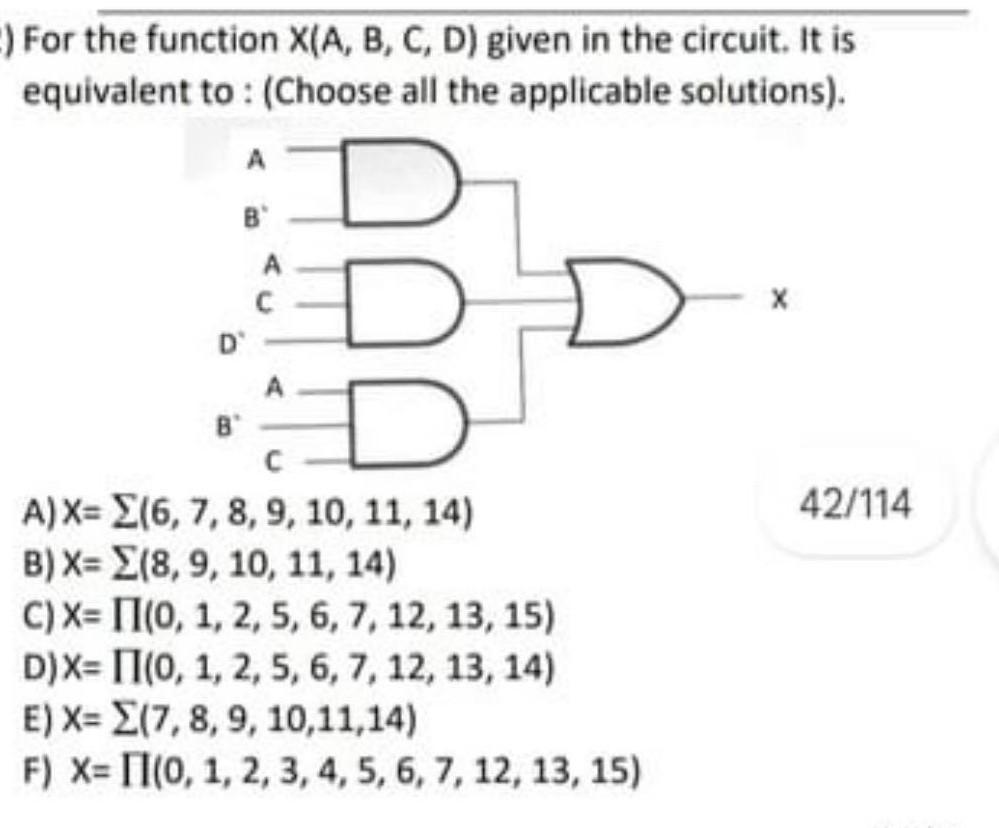 Solved For the function X(A,B,C,D) given in the circuit. It | Chegg.com