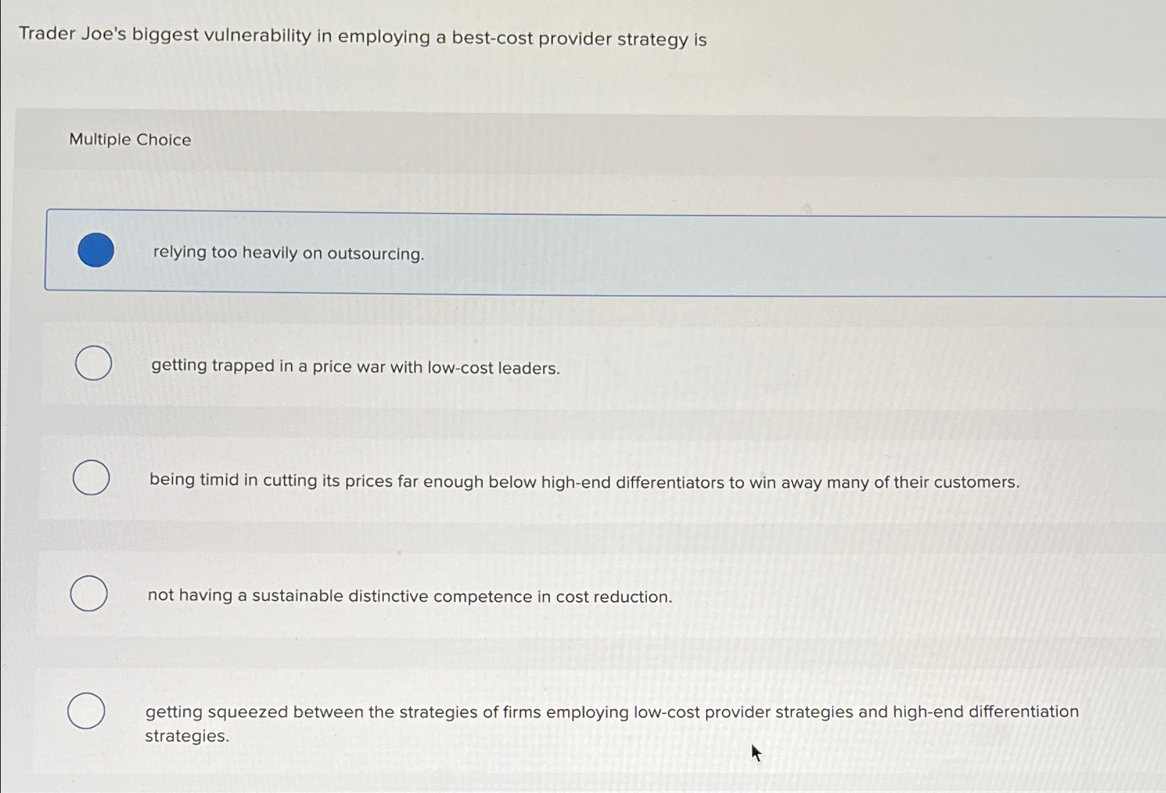 Solved Trader Joe's biggest vulnerability in employing a | Chegg.com
