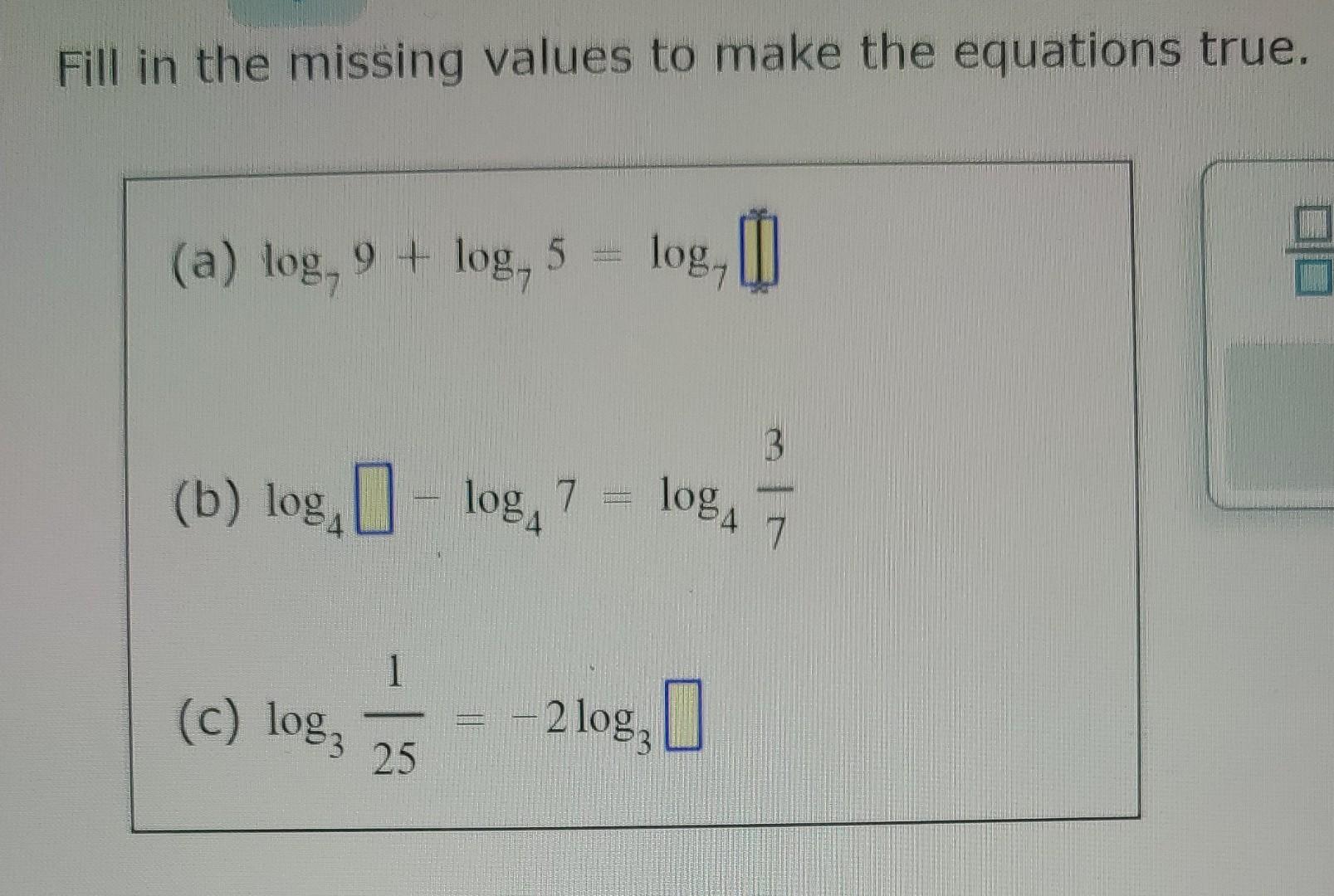 Solved Fill in the missing values to make the equations | Chegg.com