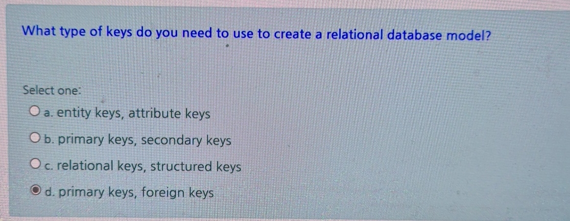 Solved What type of keys do you need to use to create a | Chegg.com