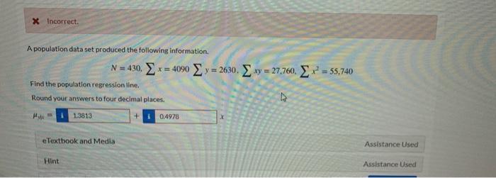 Solved A population data set produced the following | Chegg.com