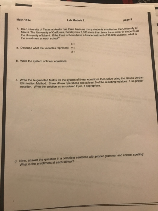 Solved Math 1314 Lab Module 2 page 5 7. The University of | Chegg.com