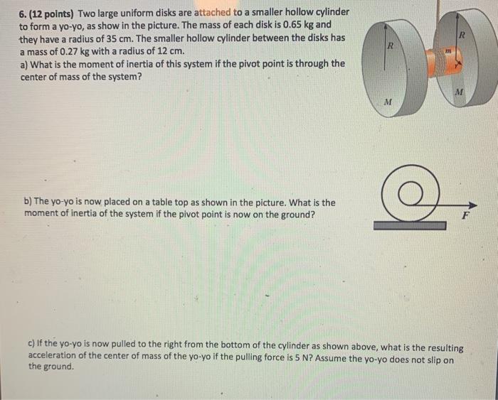 Solved R 6. (12 points) Two large uniform disks are attached | Chegg.com