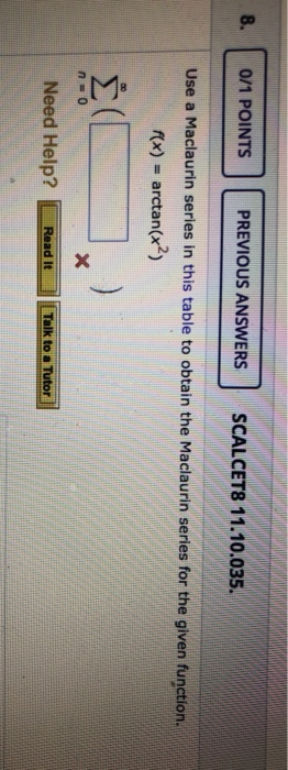 Solved 0/1 POINTS PREVIOUS ANSWERS SCALCET8 11.10.035. Use a | Chegg.com