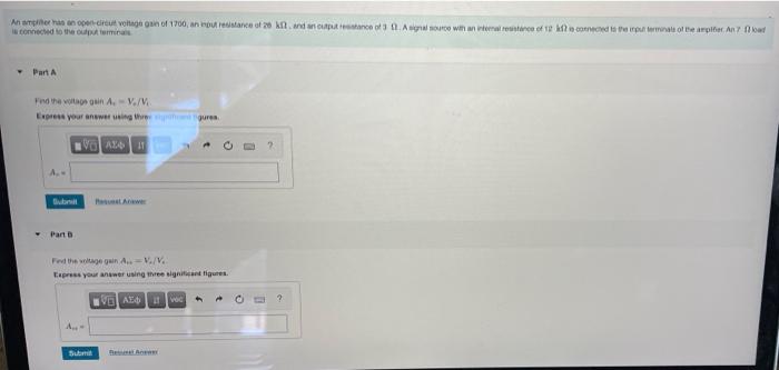 Solved An amplifier has an open-circuit voltage gain of | Chegg.com