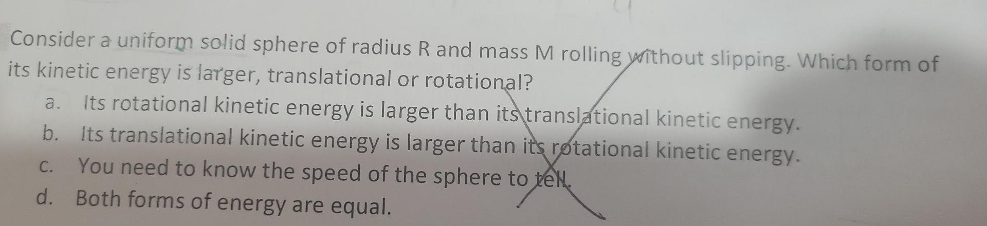 Solved Consider a uniform solid sphere of radius R and mass | Chegg.com
