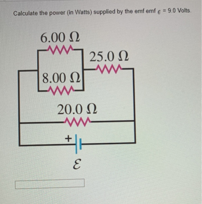 Solved Calculate the power (in Watts) supplied by the emf | Chegg.com