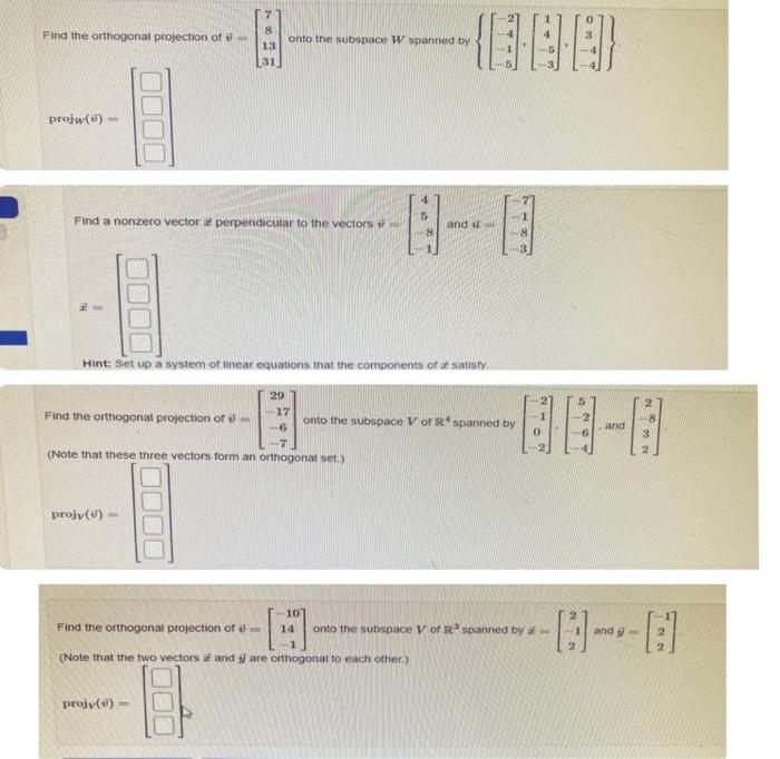 Solved Find a nonzero vector at perpendicular to the vectors | Chegg.com