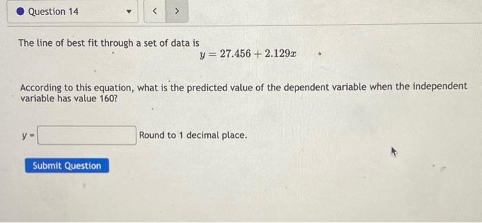 Solved The line of best fit through a set of data is \\[ | Chegg.com