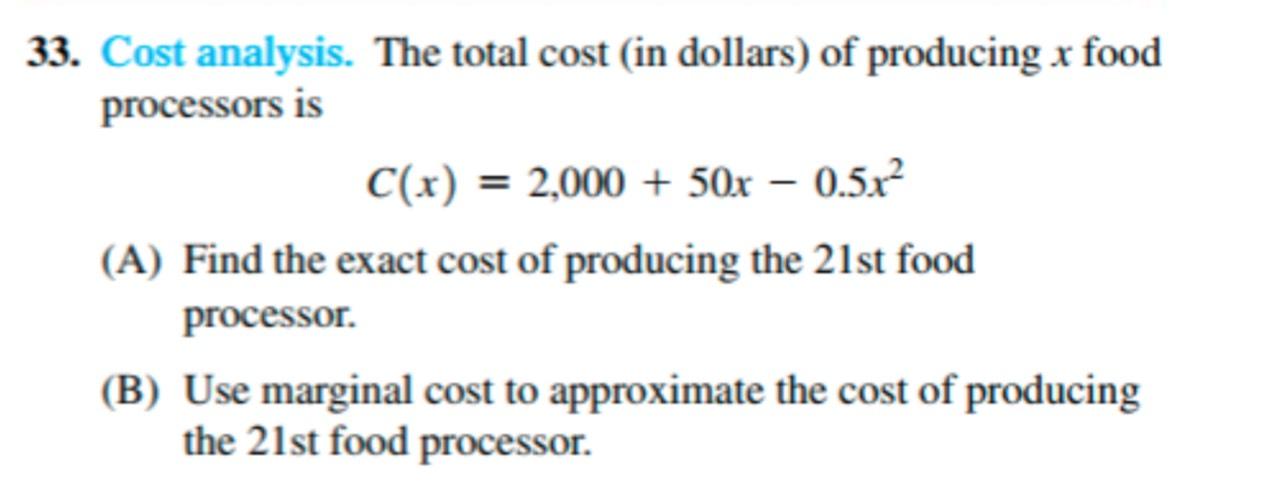 Solved Cost analysis. The total cost (in dollars) ﻿of | Chegg.com