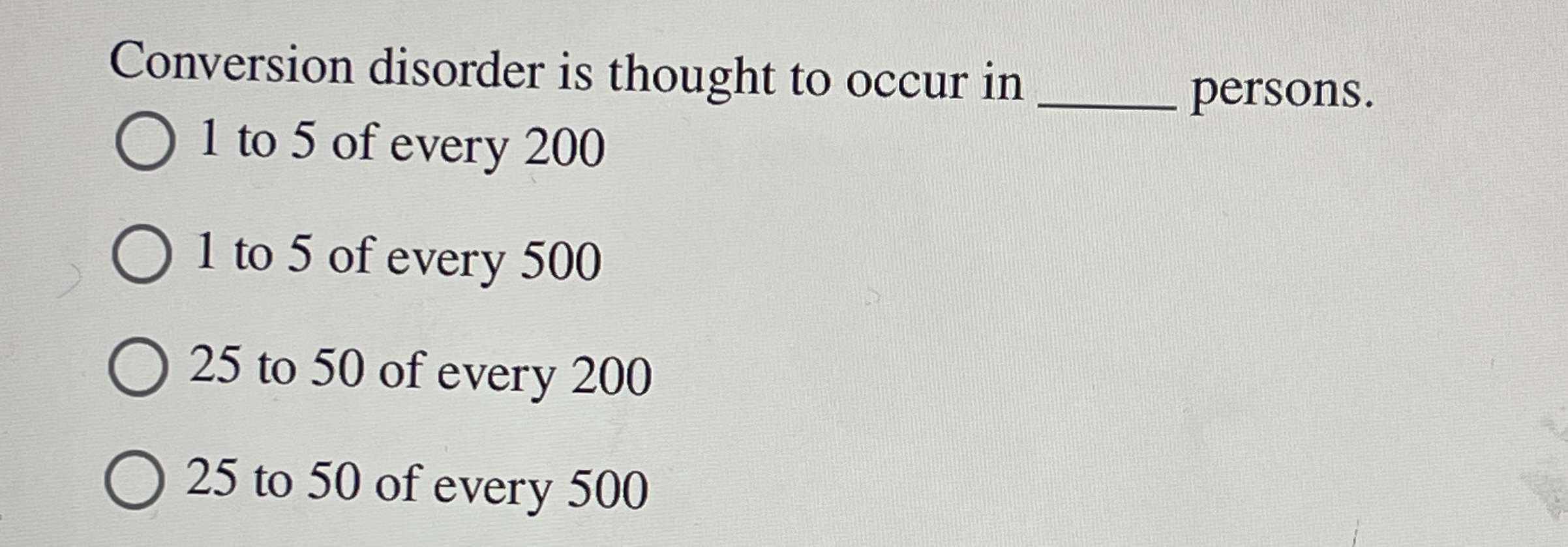 Solved Conversion disorder is thought to occur in q,1 ﻿to 5 | Chegg.com