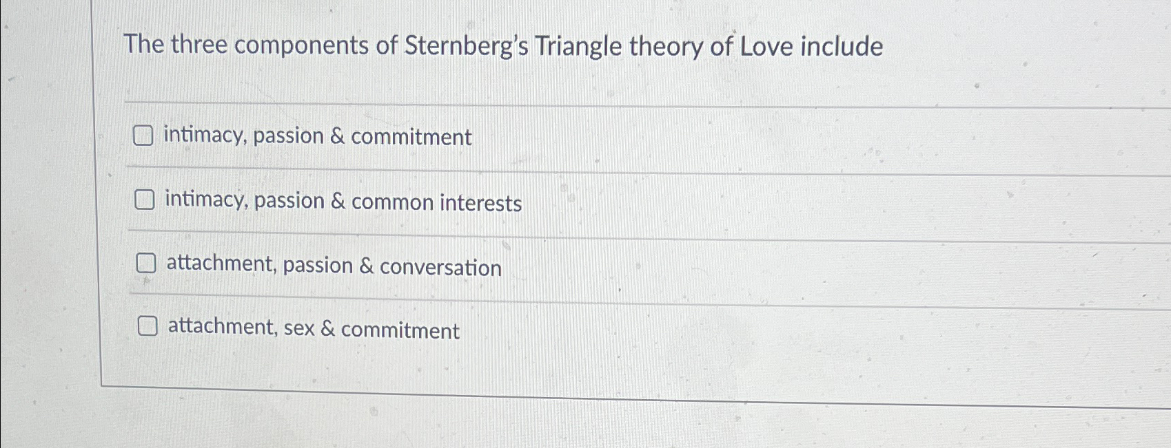 Solved The three components of Sternberg's Triangle theory | Chegg.com