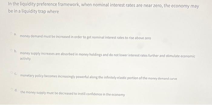 Solved In the liquidity preference framework, when nominal | Chegg.com