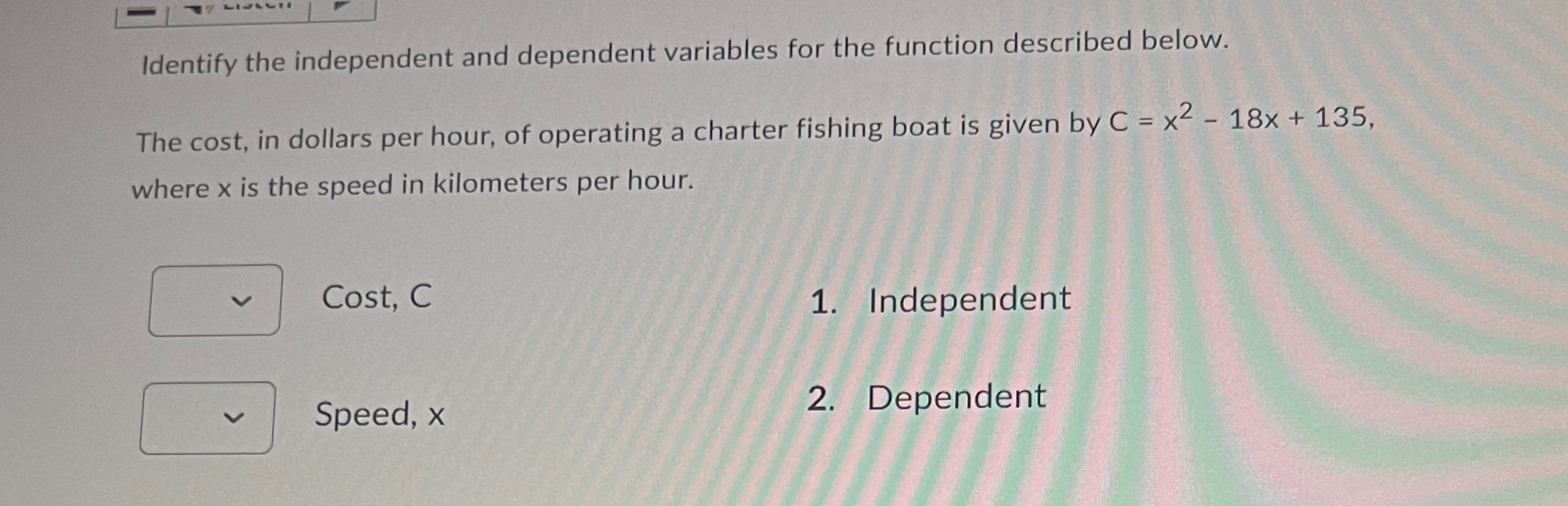 Solved Identify the independent and dependent variables for | Chegg.com