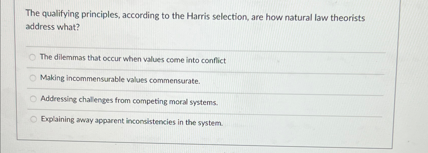 Solved The qualifying principles, according to the Harris | Chegg.com