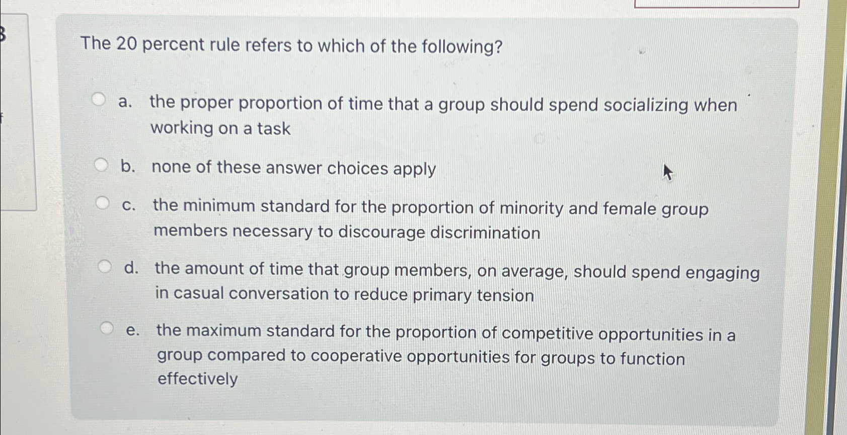 Solved The 20 ﻿percent rule refers to which of the | Chegg.com
