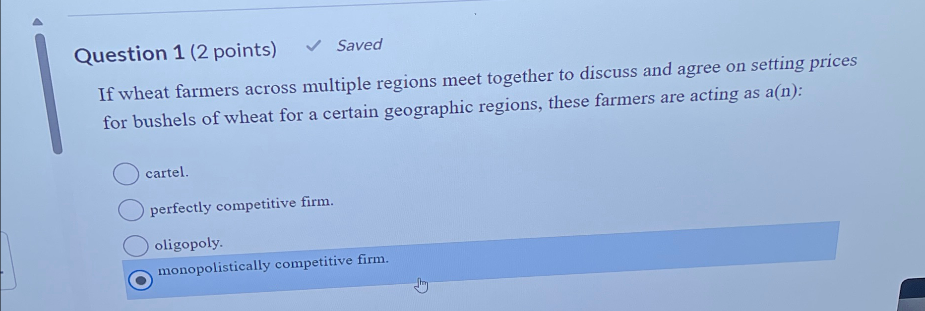 Solved Question 1 (2 points) SavedIf wheat farmers across | Chegg.com Solved Question 1 (2 points) SavedIf wheat farmers across | Chegg.com