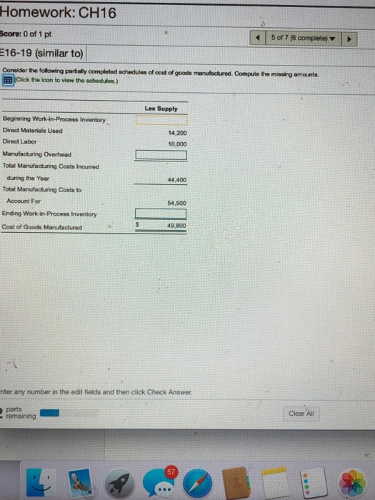 Solved Homework: CH16 core: 0 of 1 pt ( 5 of 7 (5 complete) | Chegg.com