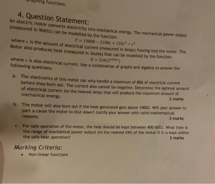 Solved functions. 4. Question Statement: An electric motor | Chegg.com