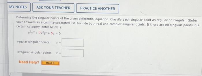 Solved Determine the singular points of the given | Chegg.com