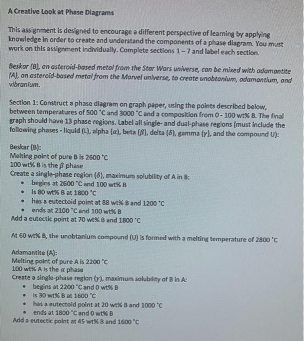 Solved A Creative Look at Phase Diagrams This assignment is | Chegg.com