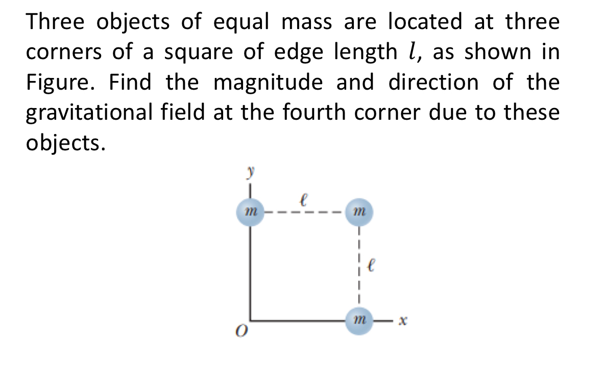 Solved Three objects of equal mass are located at three | Chegg.com