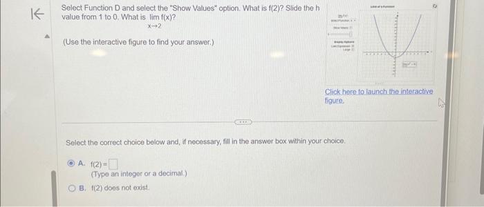 Solved Select Function D and select the "Show Values" | Chegg.com