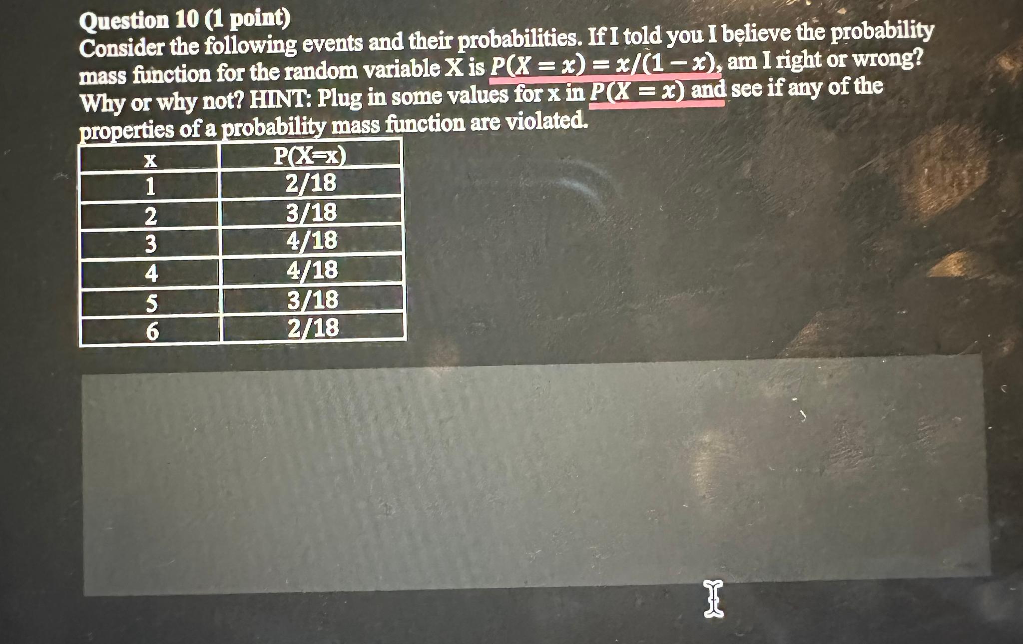 Solved Question 10 (1 ﻿point)Consider the following events | Chegg.com