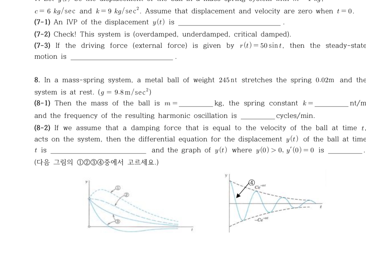 Solved c=6kgsec ﻿and k=9kgsec2. ﻿Assume that displacement | Chegg.com
