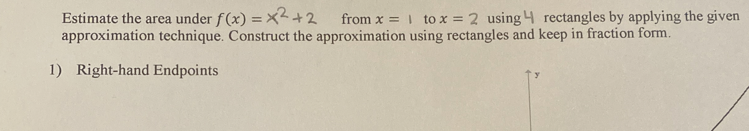 Solved Estimate the area under f(x)=x2+2 ﻿from x=1 ﻿to x=2 | Chegg.com