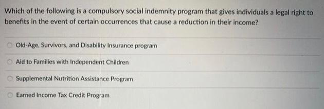 Solved Which of the following is a compulsory social | Chegg.com