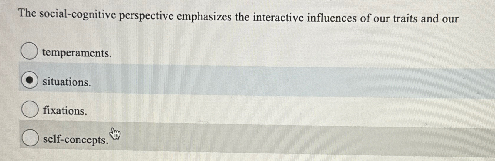 Solved The social-cognitive perspective emphasizes the | Chegg.com