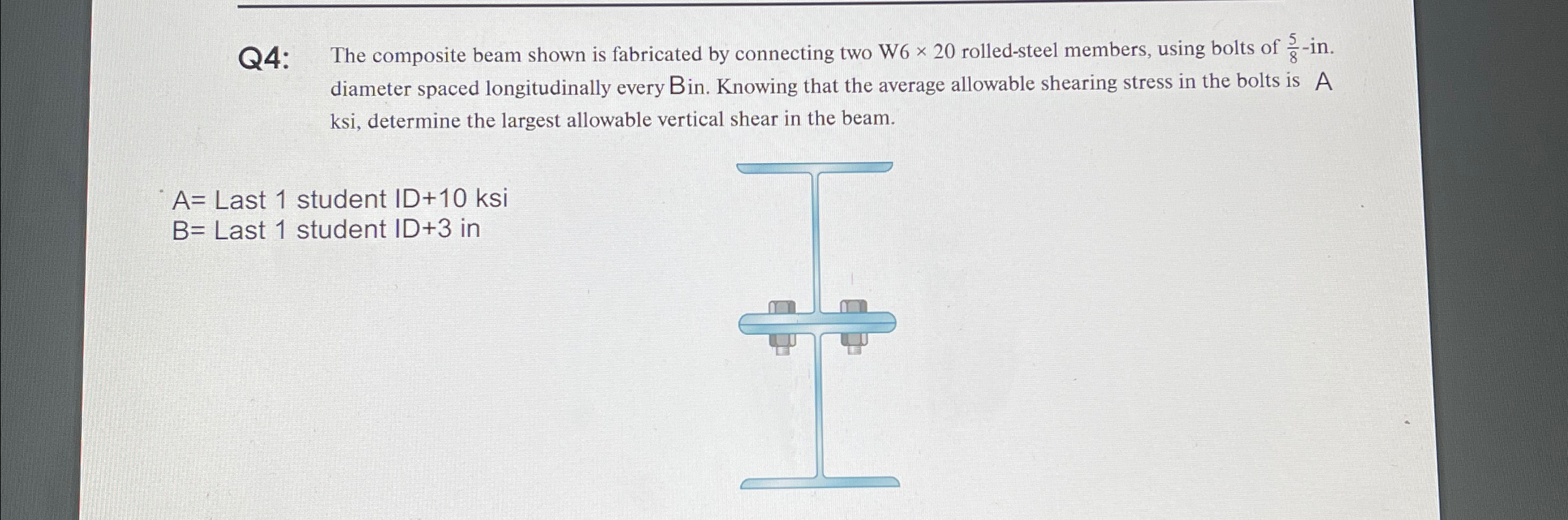 Solved Q4: The composite beam shown is fabricated by | Chegg.com