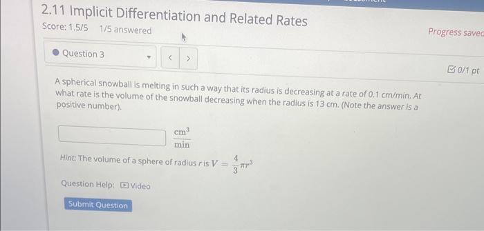 Solved 2.11 Implicit Differentiation and Related Rates | Chegg.com