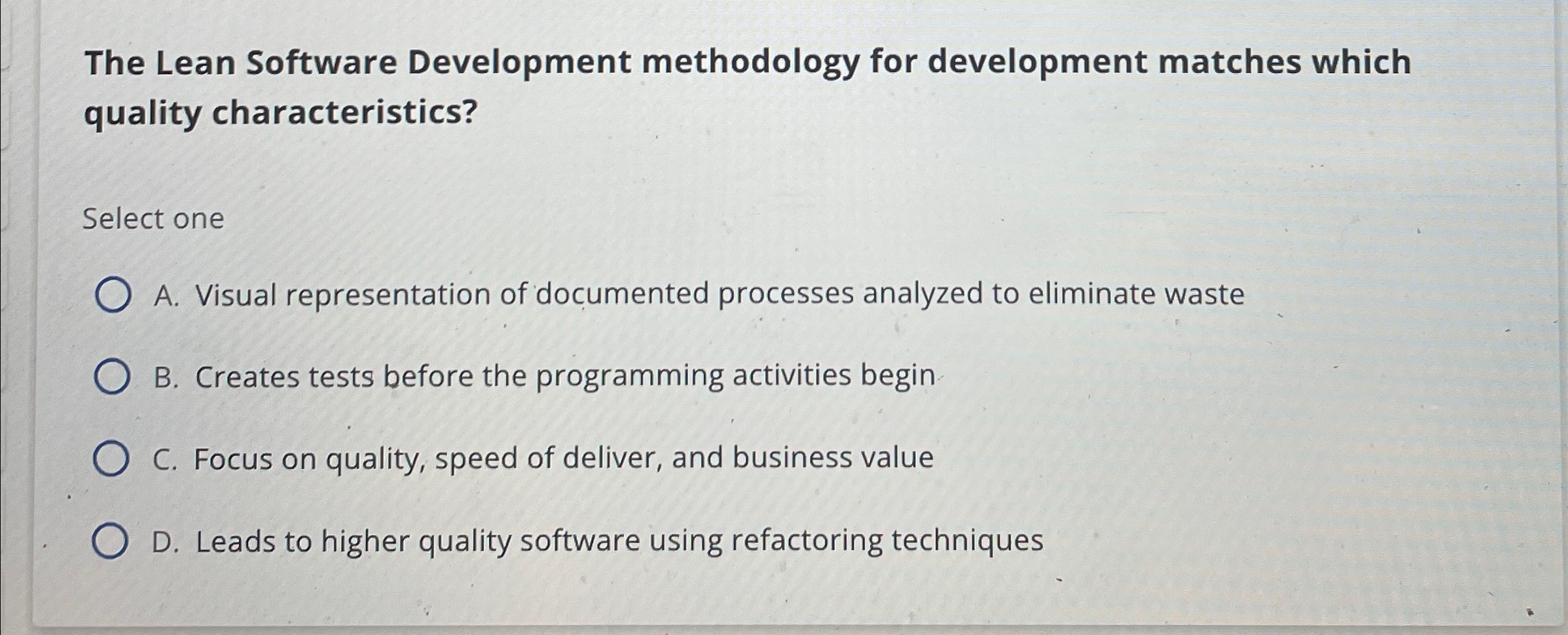 Solved The Lean Software Development methodology for | Chegg.com