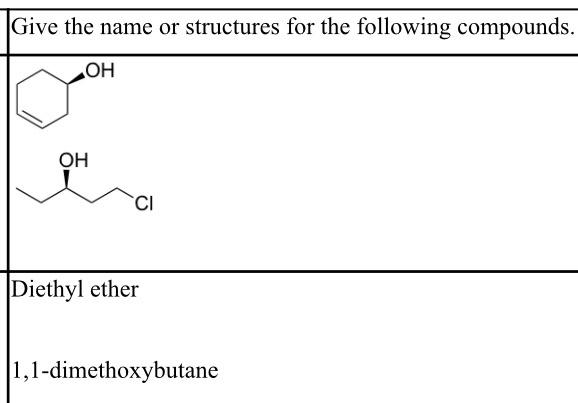 Solved Give the name or structures for the following | Chegg.com