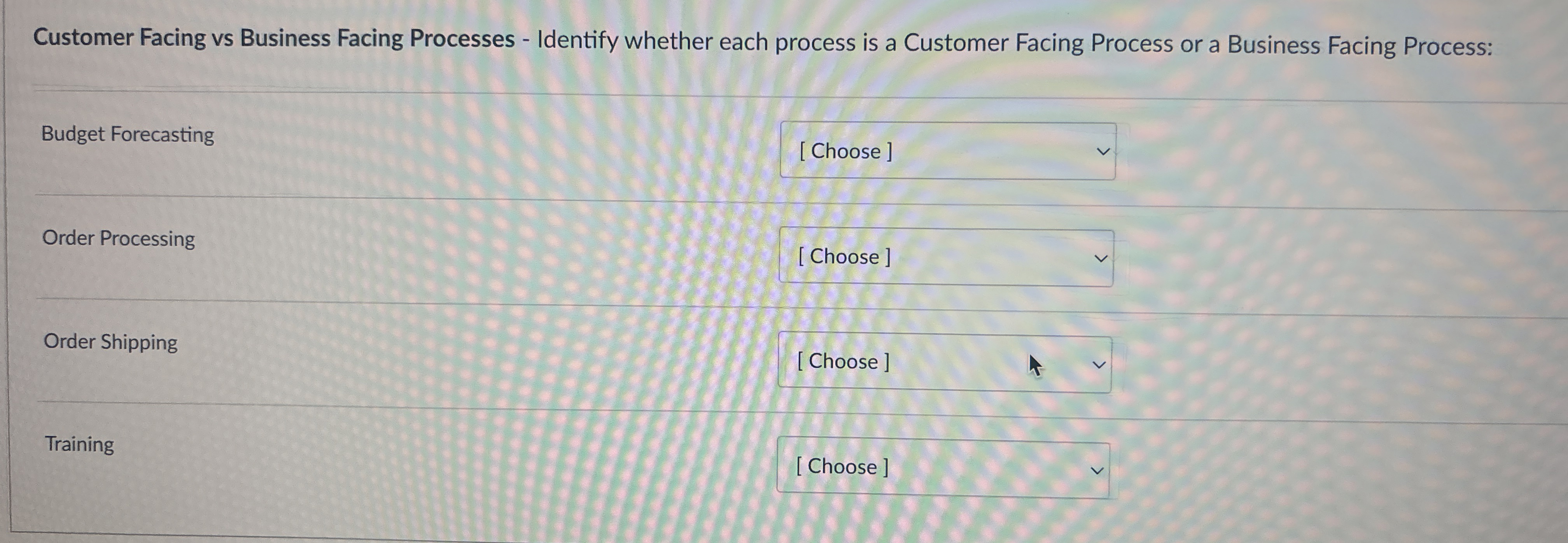 Solved Customer Facing vs Business Facing Processes - | Chegg.com