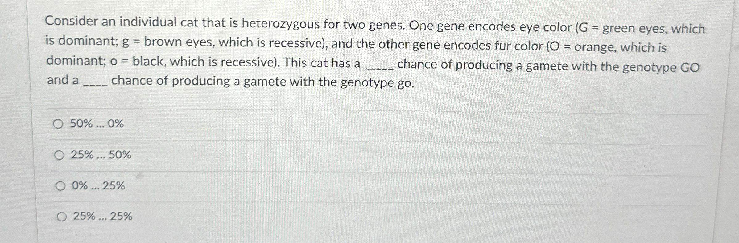 Solved Consider an individual cat that is heterozygous for | Chegg.com