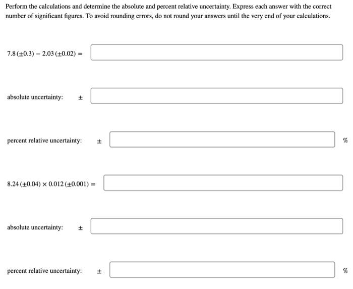 Solved Perform the calculations and determine the absolute | Chegg.com