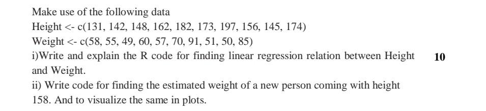 Solved Make use of the following data Height