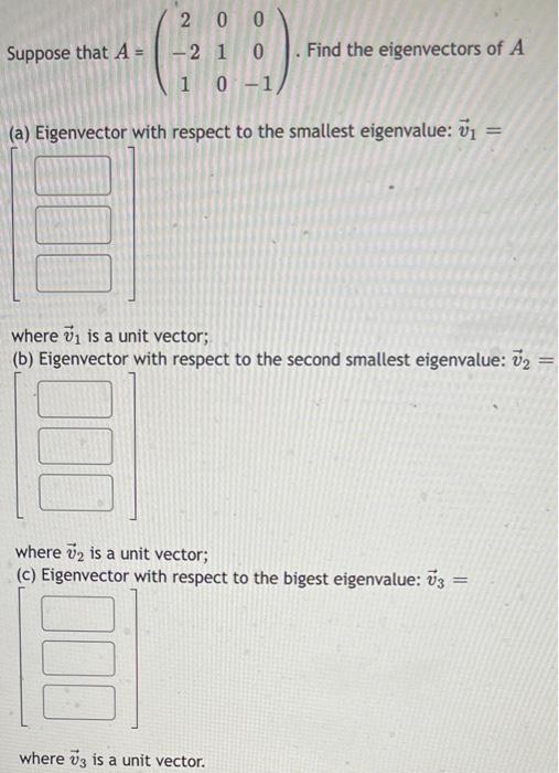 Solved Suppose that A=⎝⎛2−2101000−1⎠⎞. Find the eigenvectors | Chegg.com