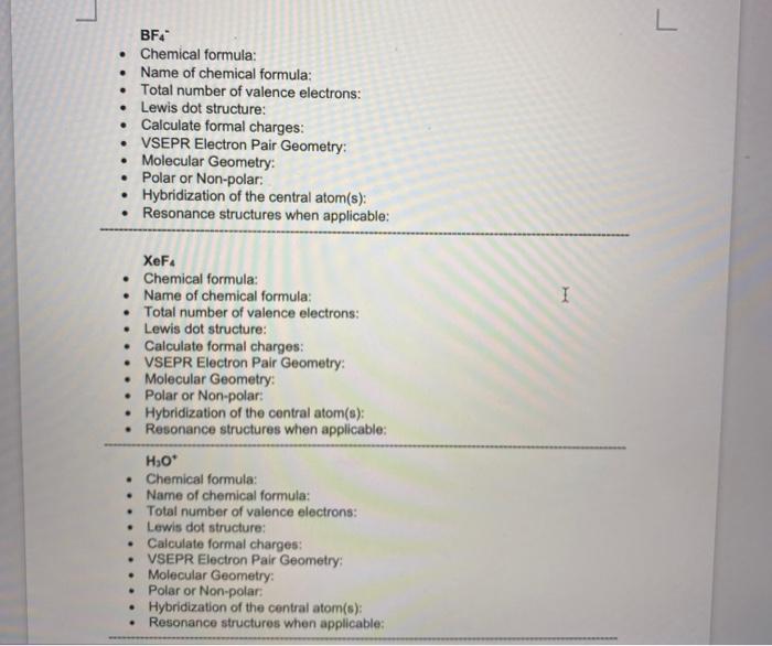 Solved L . BF4 • Chemical formula: Name of chemical formula: | Chegg.com