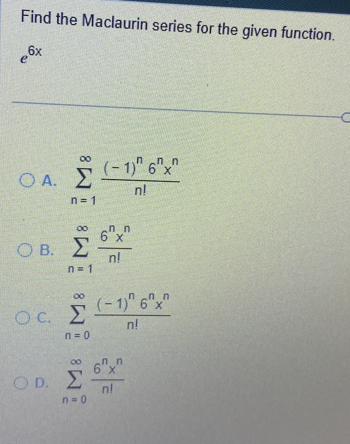 Solved Find the Maclaurin series for the given | Chegg.com