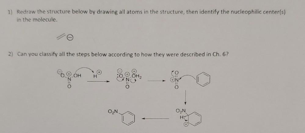 Solved 1) Redraw the structure below by drawing all atoms in | Chegg.com