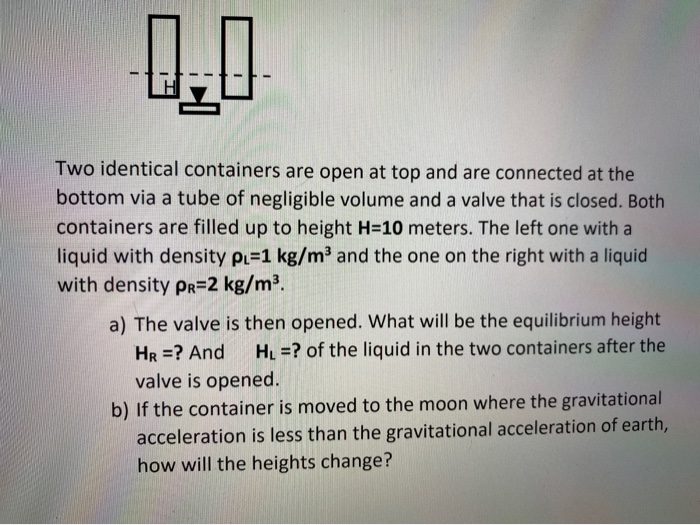 Solved Two identical containers are open at top and are | Chegg.com