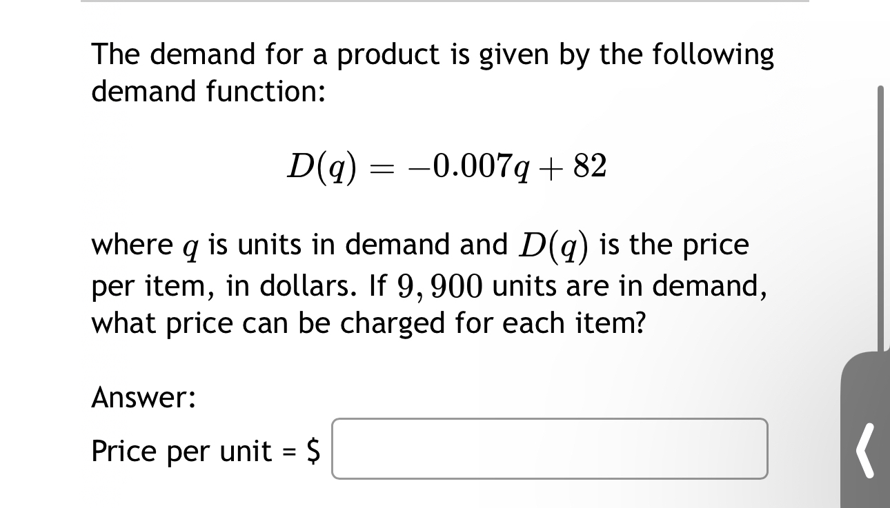 Solved The demand for a product is given by the following | Chegg.com